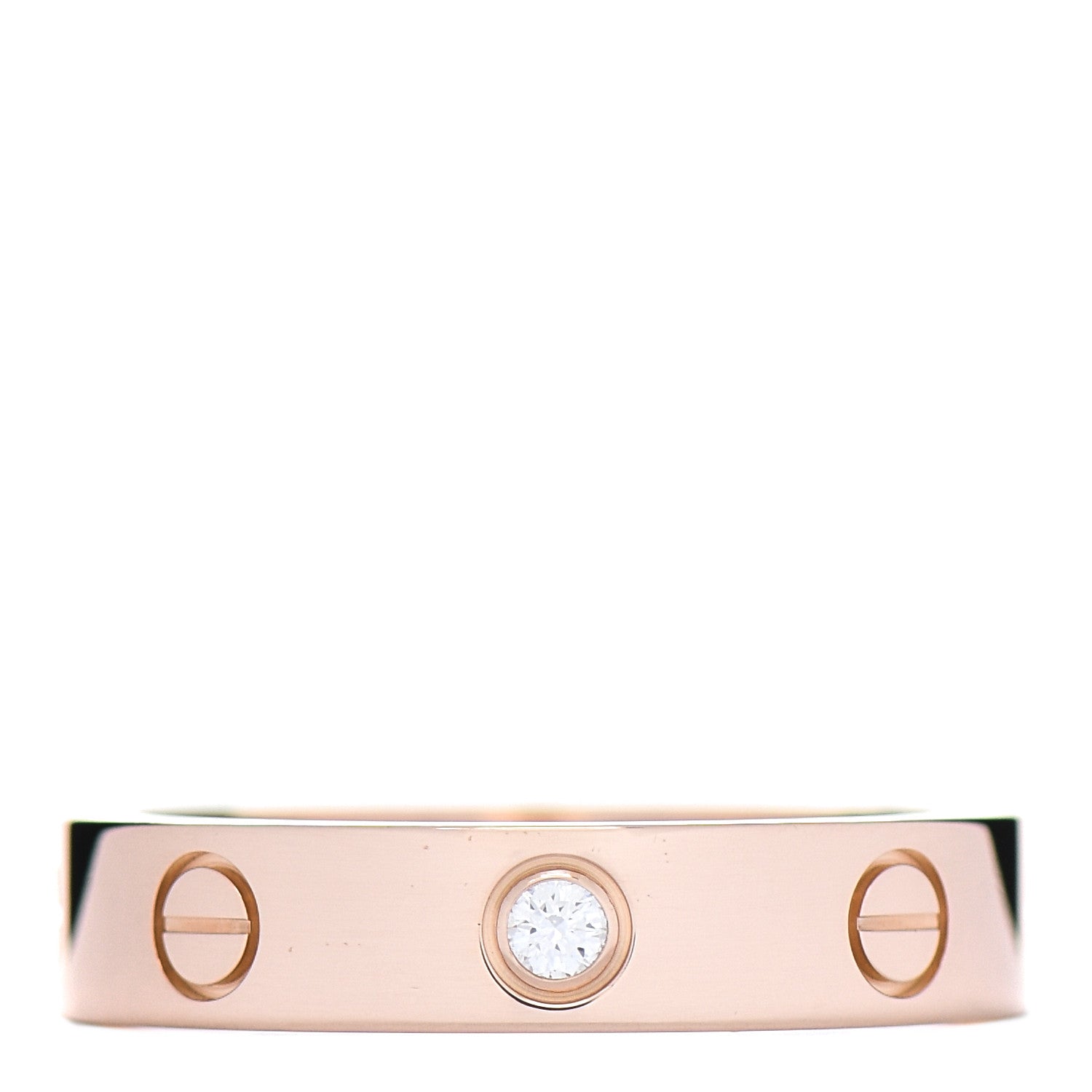 Cartier 18K Pink Gold Diamond 4mm LOVE Wedding Band Ring 51 5.75 ...