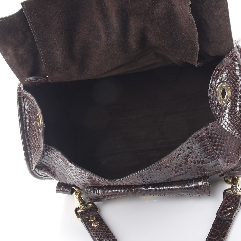 Mulberry Python Alana Shoulder Bag Dark Brown 264372 – FASHIONPHILE