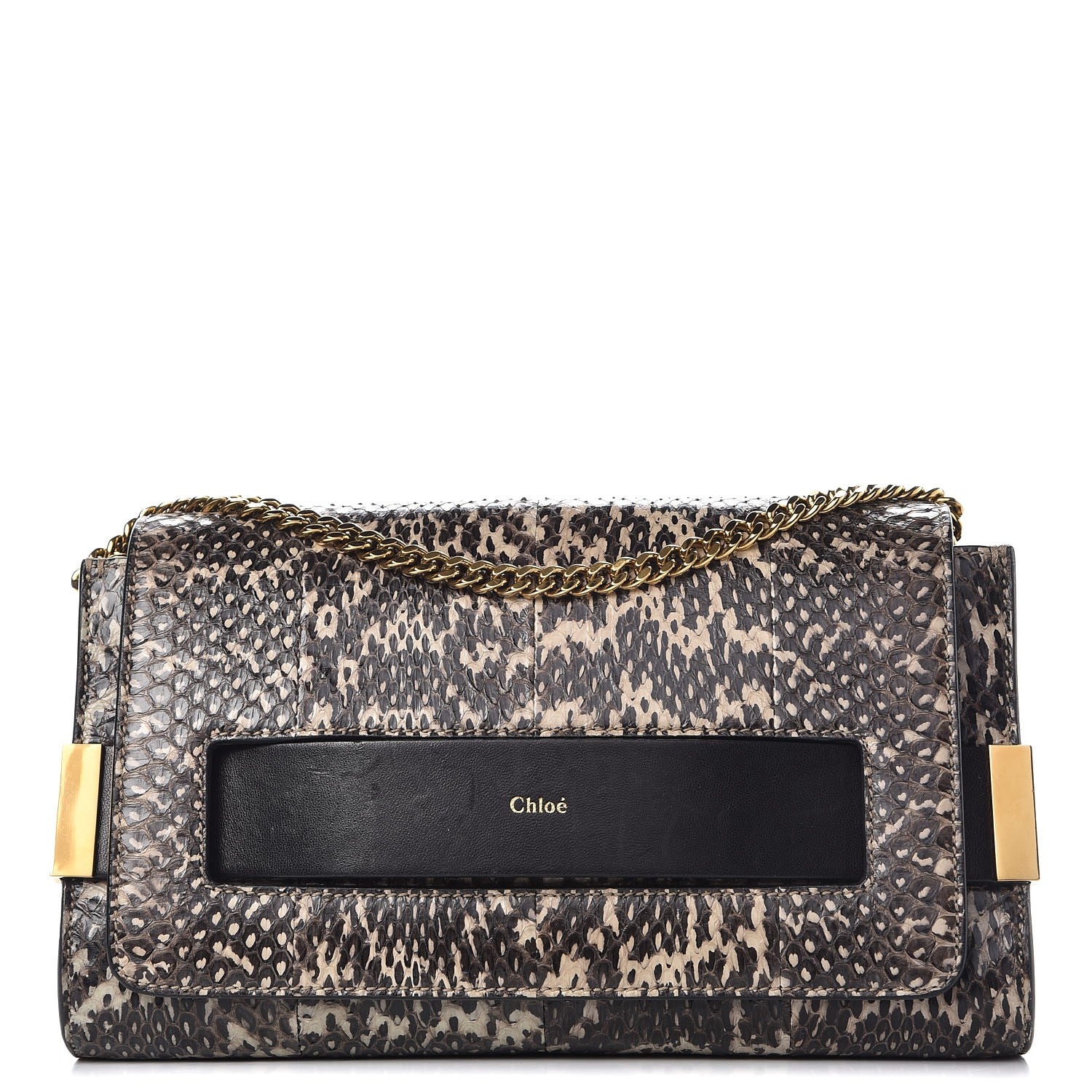 Chloe Python Medium Elle Chain Clutch Light Grey 295401 – FASHIONPHILE
