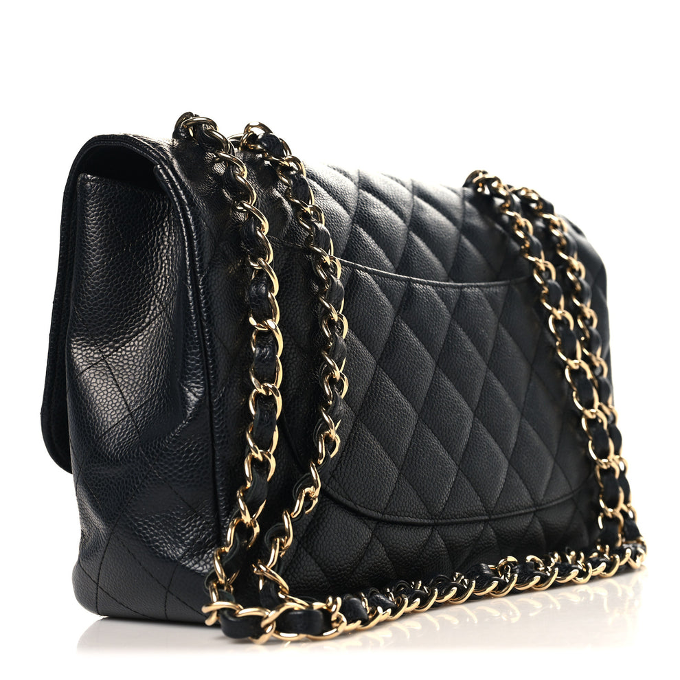 Chanel Caviar Quilted Jumbo Single Flap Black 1864559 – FASHIONPHILE