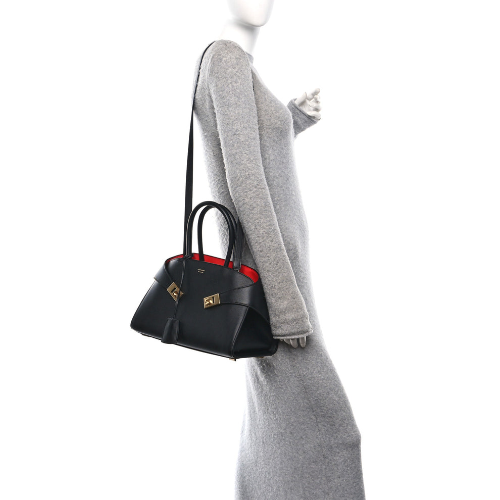 Salvatore Ferragamo Calfskin Medium Hug Soft Bicolor Shoulder Bag Black ...
