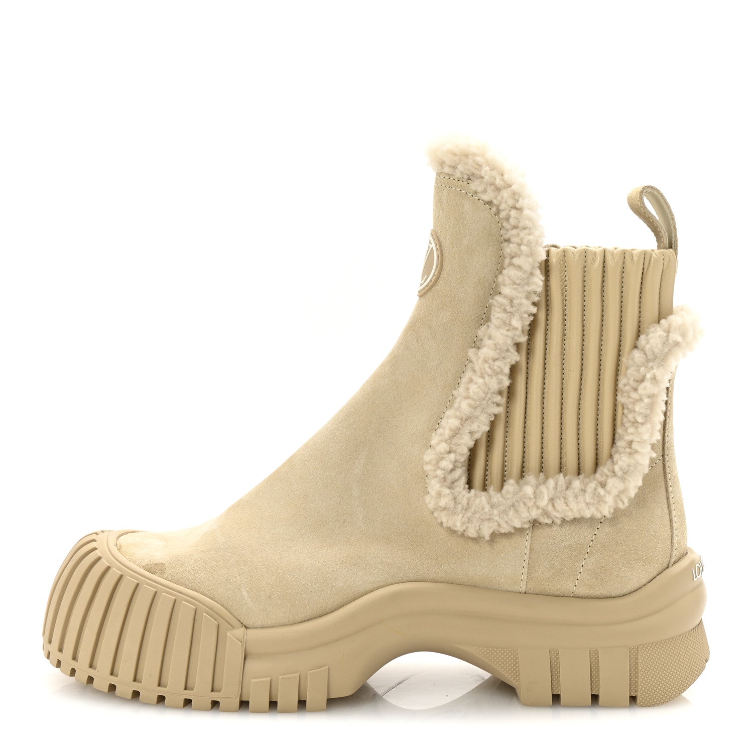 Louis Vuitton Suede Shearling Ruby Flat Ankle Boots 37 Beige 1759715 ...