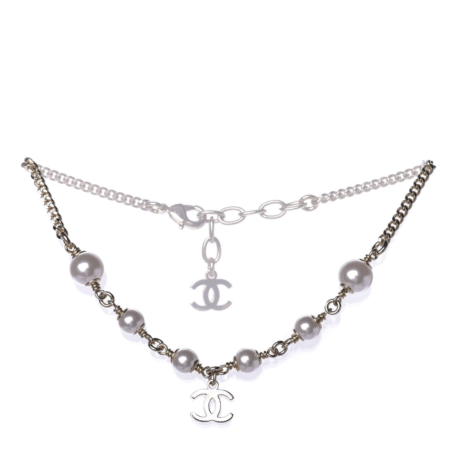 Chanel Pearl CC Chain Anklet Gold Pearly White 694511 – FASHIONPHILE