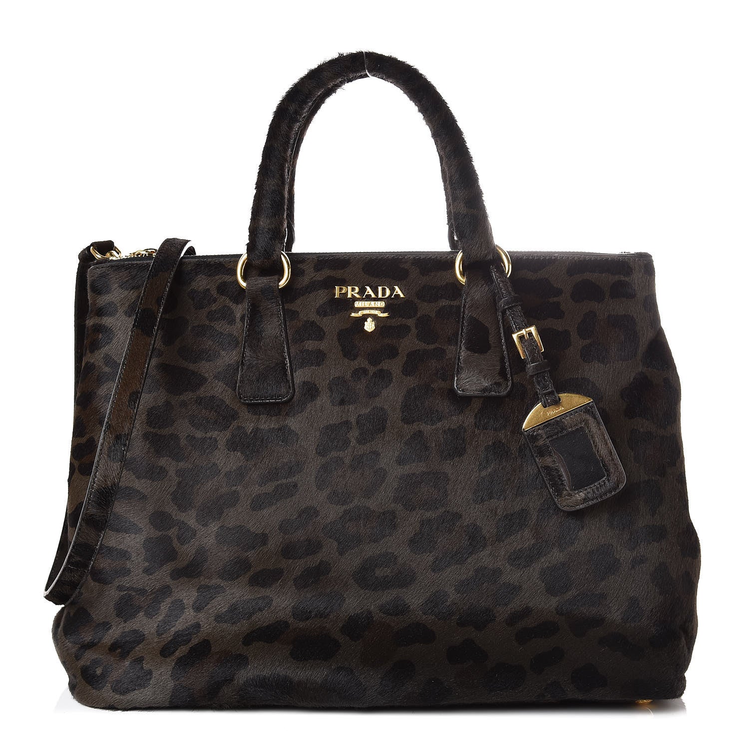 Prada Calf Hair Leopard Print Medium Galleria Double Zip Tote Mimetico ...
