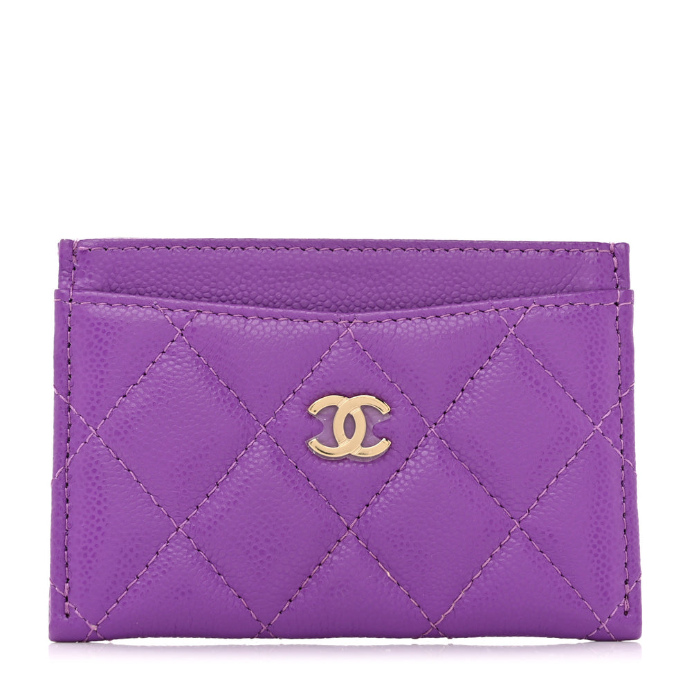 Chanel Caviar Quilted Card Holder Purple 1792578 – FASHIONPHILE