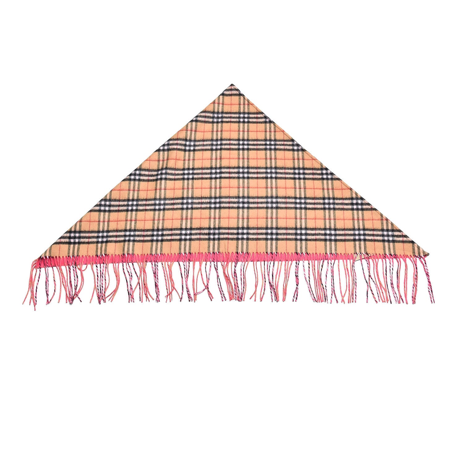 Burberry Cashmere Fluorescent Vintage Check Bandana Scarf Bright Peony ...