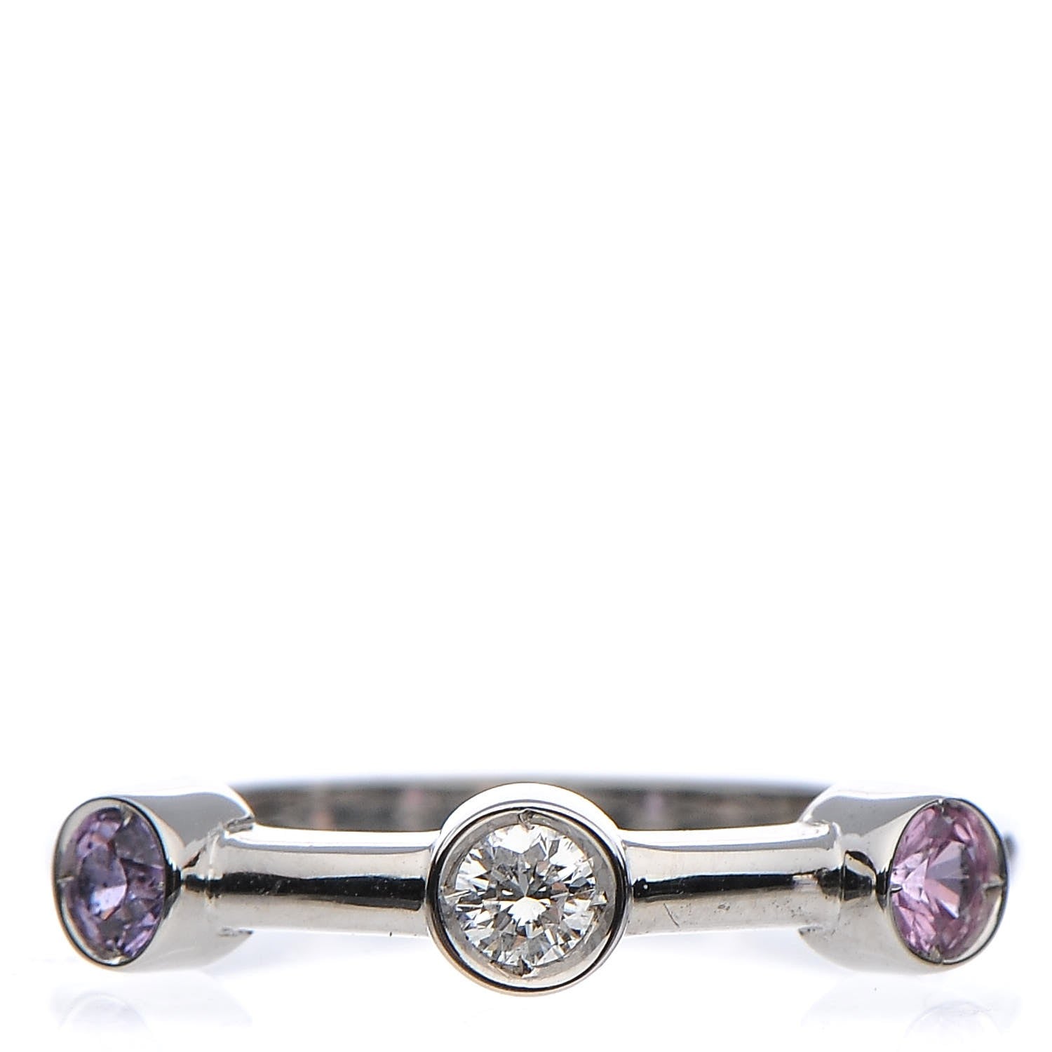 Chanel 18K White Gold Diamond Pink Purple Sapphire Ring 51 5.75 357769 ...