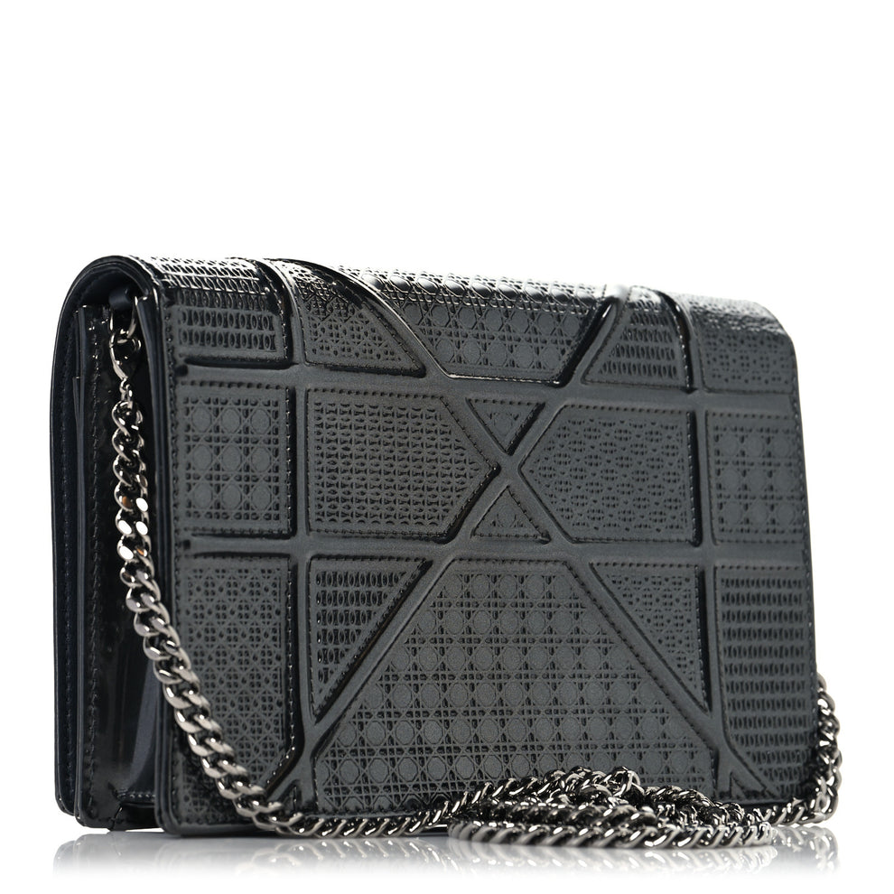 Christian Dior Metallic Patent Micro-Cannage Diorama Wallet on Chain ...