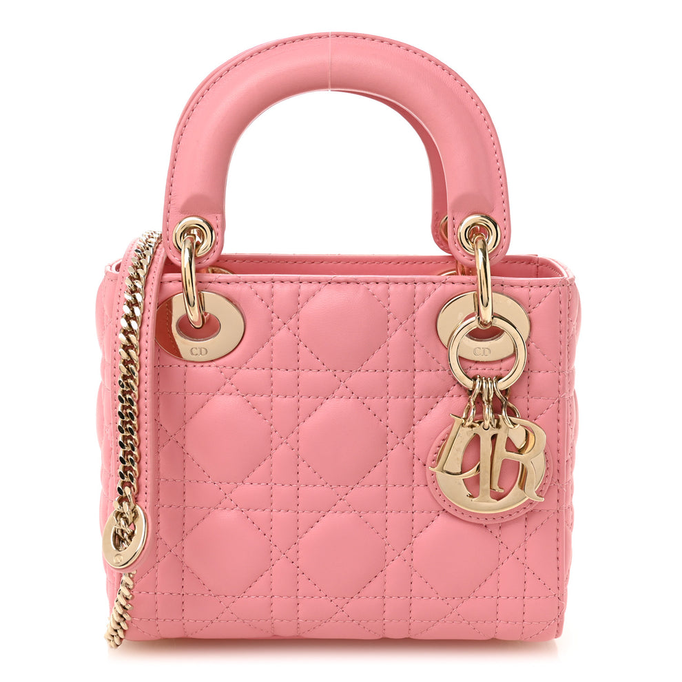 Christian Dior Lambskin Cannage Mini Lady Dior Light Pink 1791171 ...