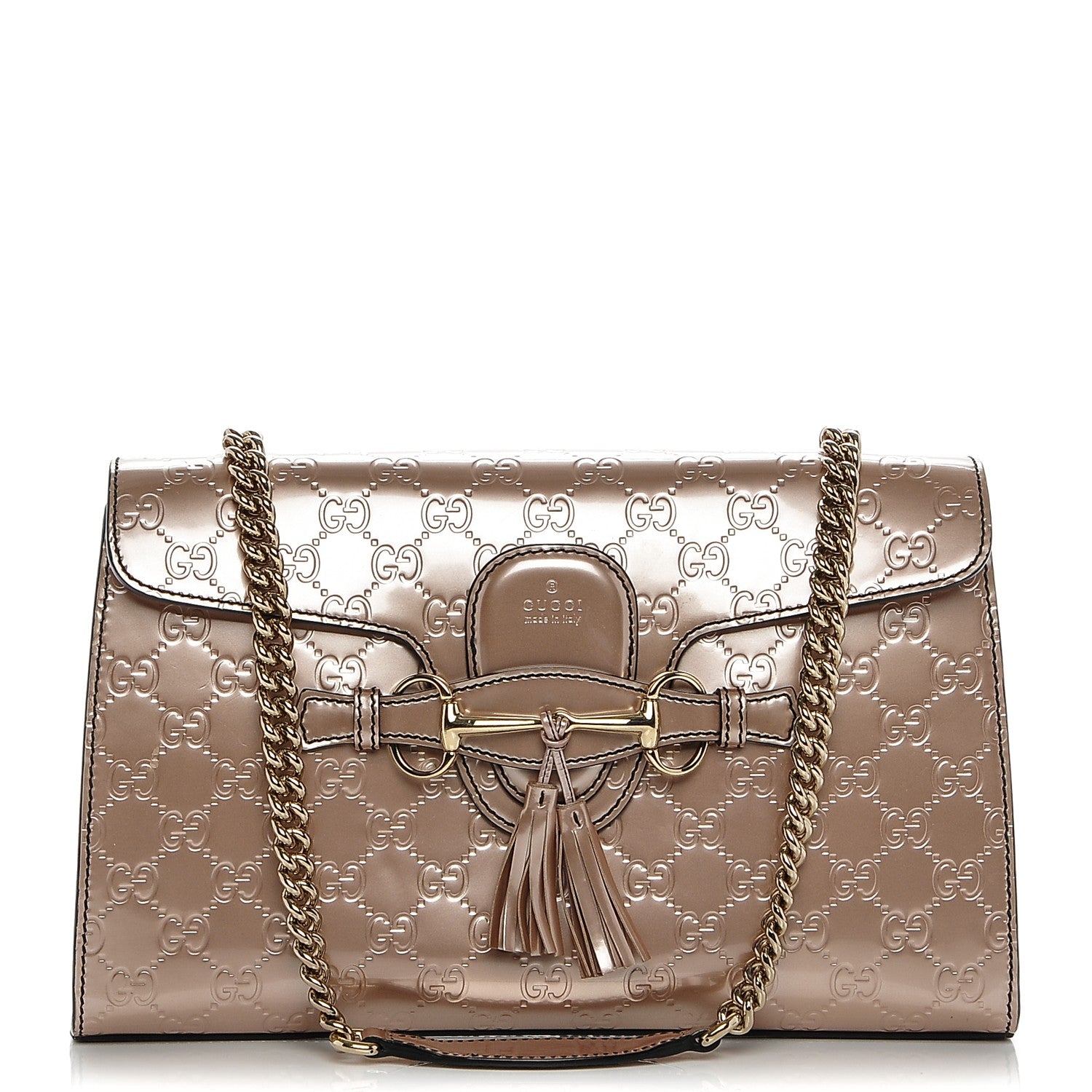 Gucci Shine Guccissima Medium Emily Chain Shoulder Bag Dark Cipria ...