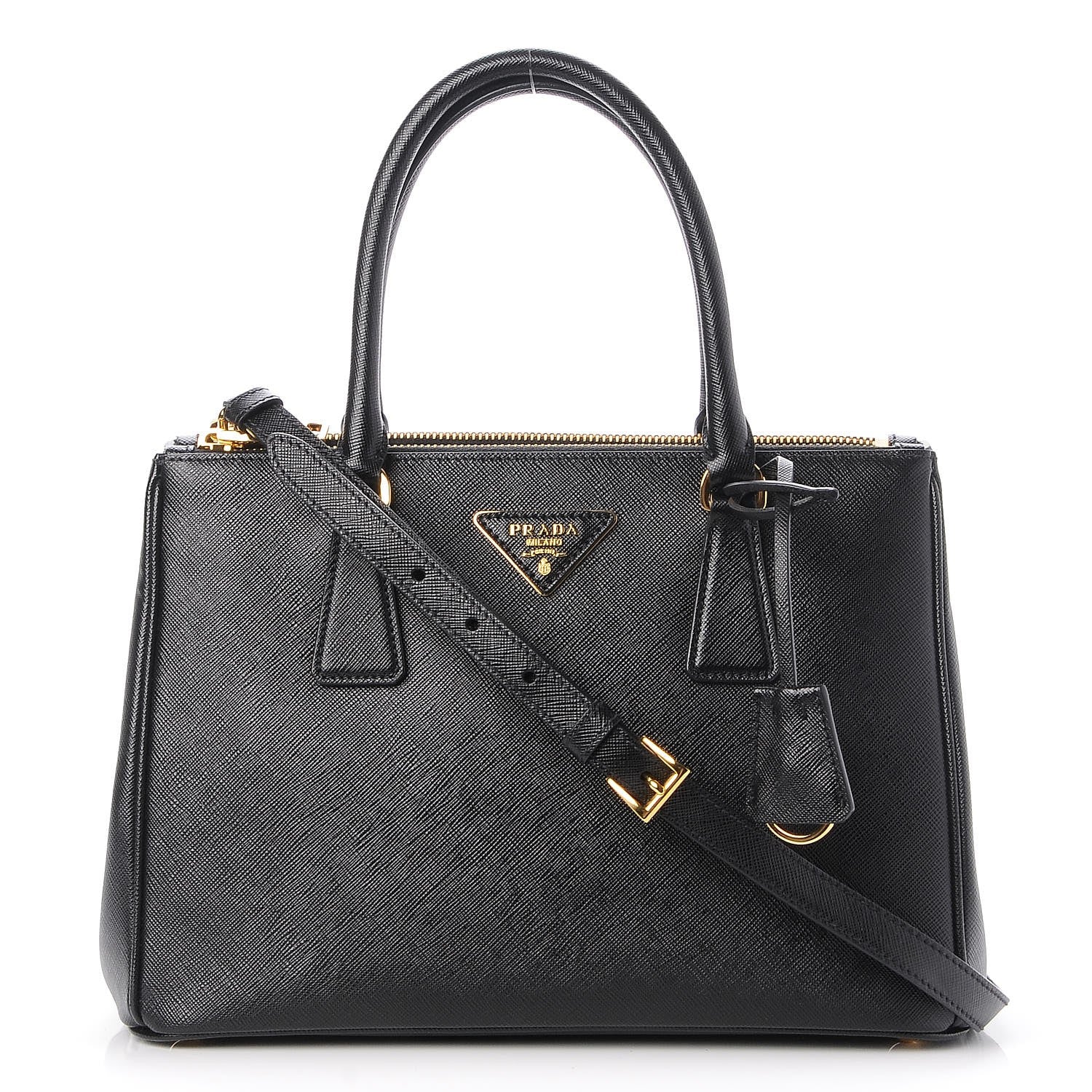 Prada Saffiano Mini Galleria Double Zip Tote Black 234147 – FASHIONPHILE
