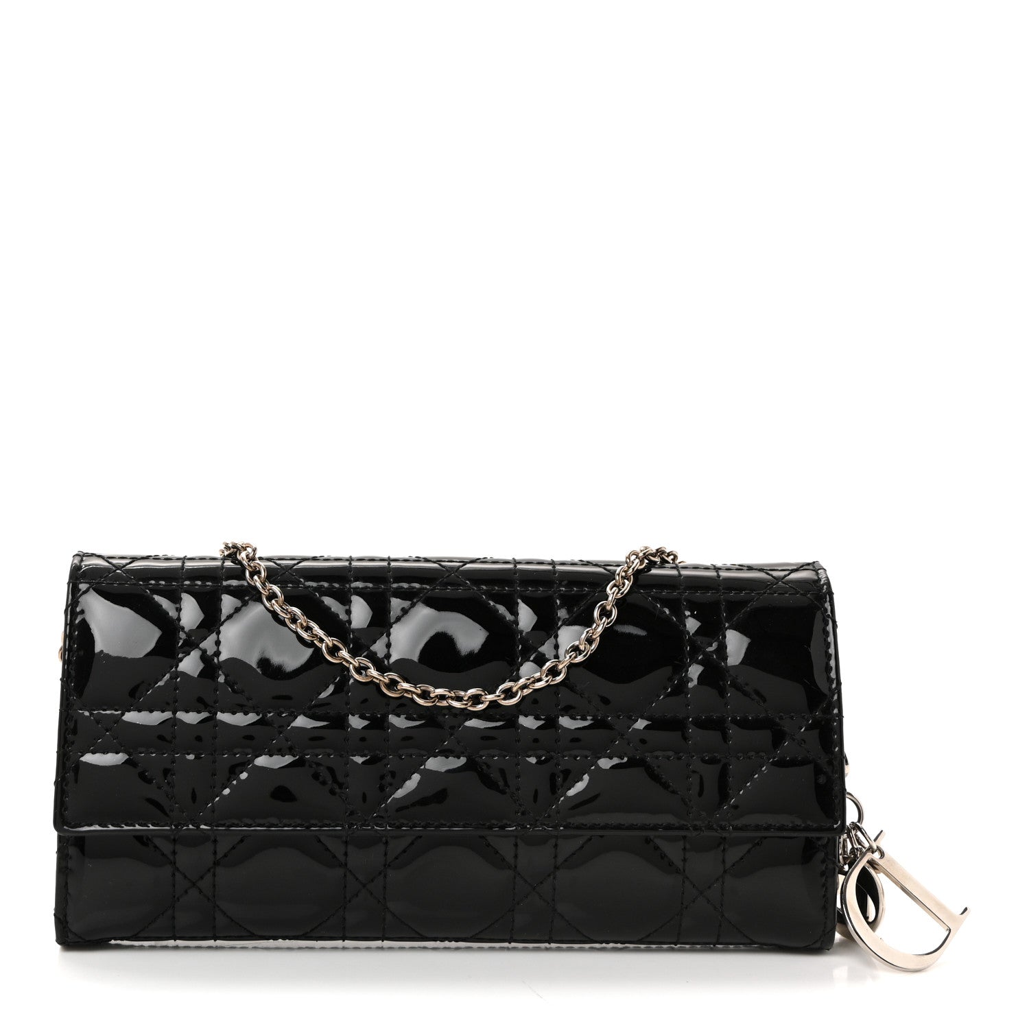 Christian Dior Patent Lambskin Cannage Lady Dior Rendezvous Wallet On ...