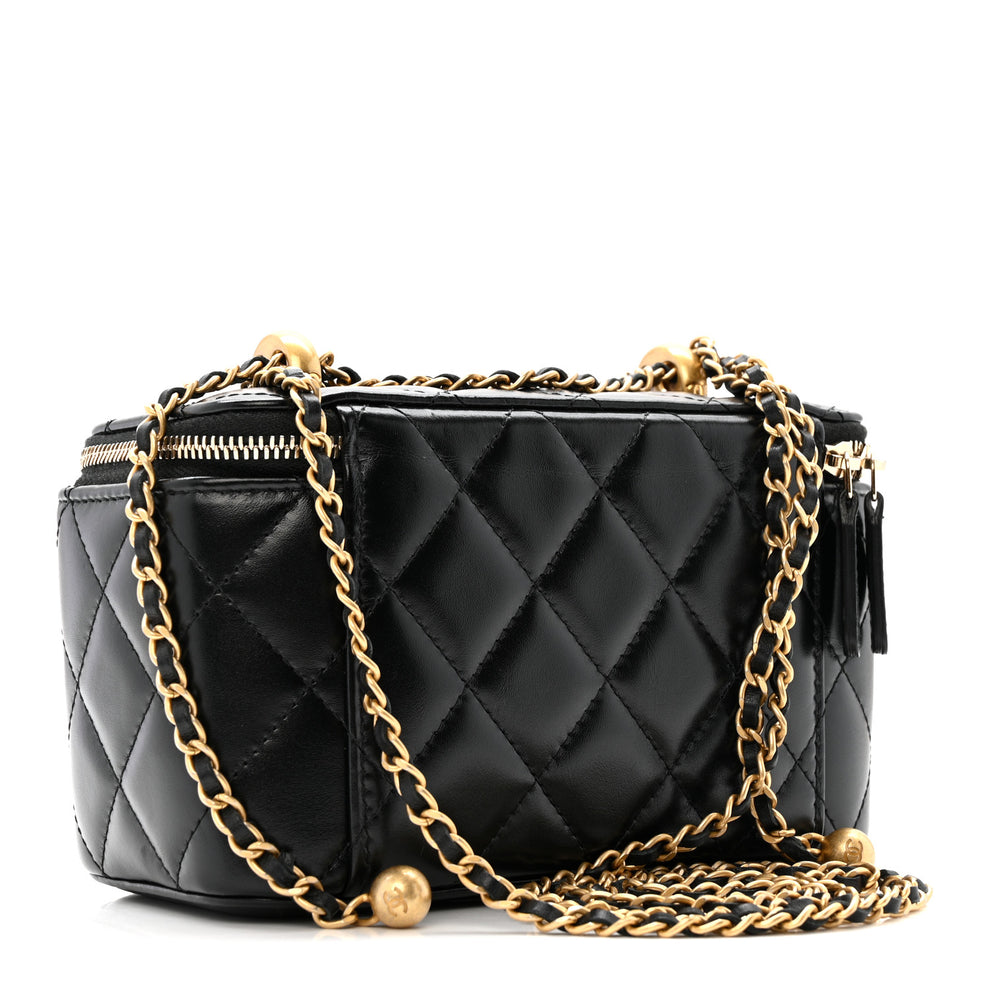 Chanel Calfskin Quilted Perfect Fit Vanity Case With Chain Black ...