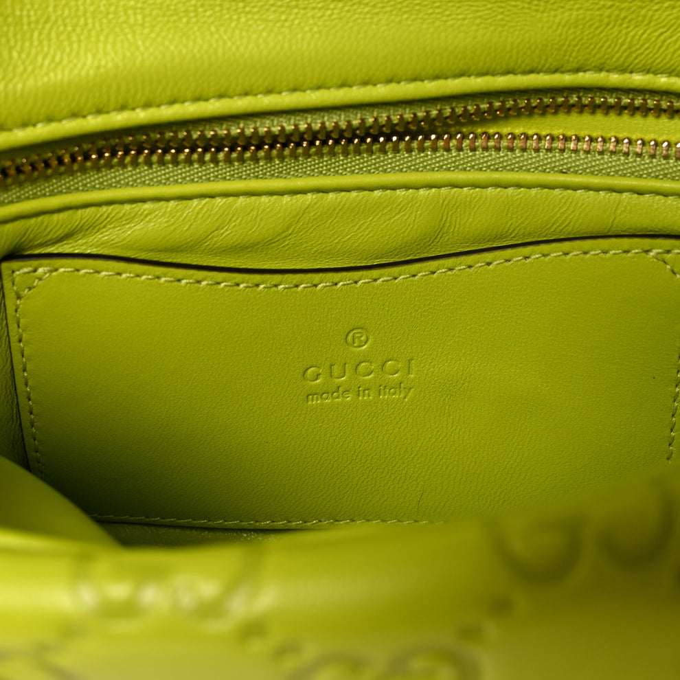 Gucci Lambskin Embossed Mini GG Milano Top Handle Shoulder Bag Light ...