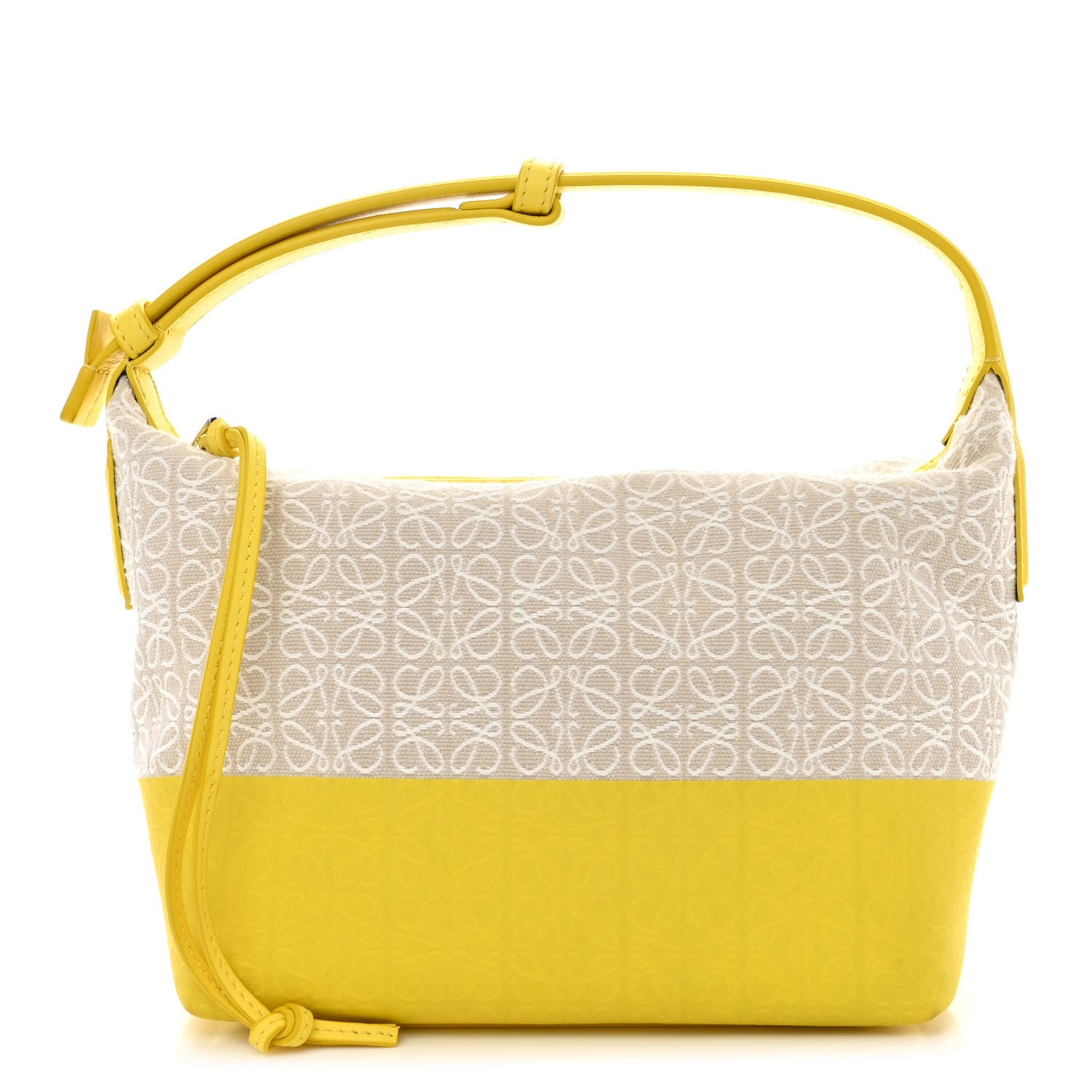 Loewe Jacquard Anagram Calfskin Small Cubi Bag Ecru Lemon 1393650 ...