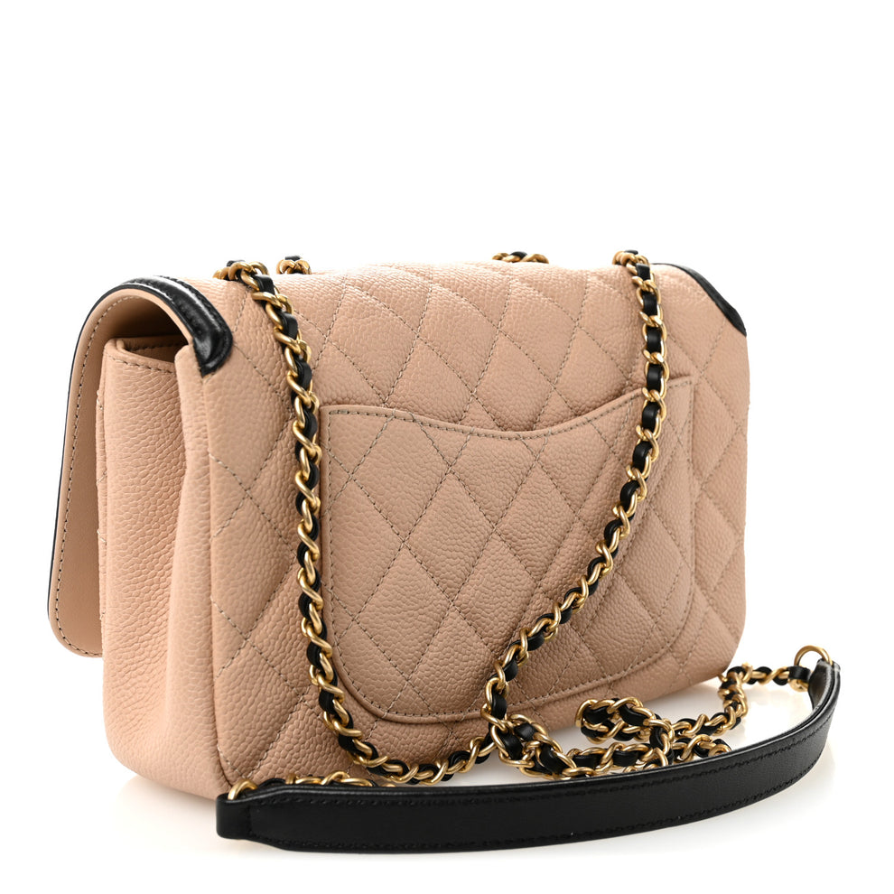 Chanel Caviar Quilted Small CC Filigree Flap Beige Black 1782139 ...