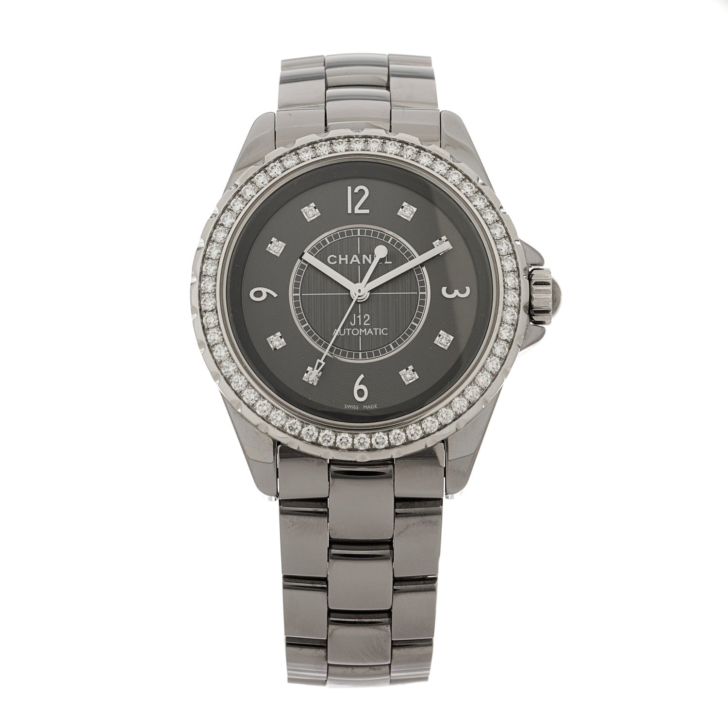 Chanel Titanium Ceramic Diamond Bezel 38mm J12 Automatic Watch 1504416 ...