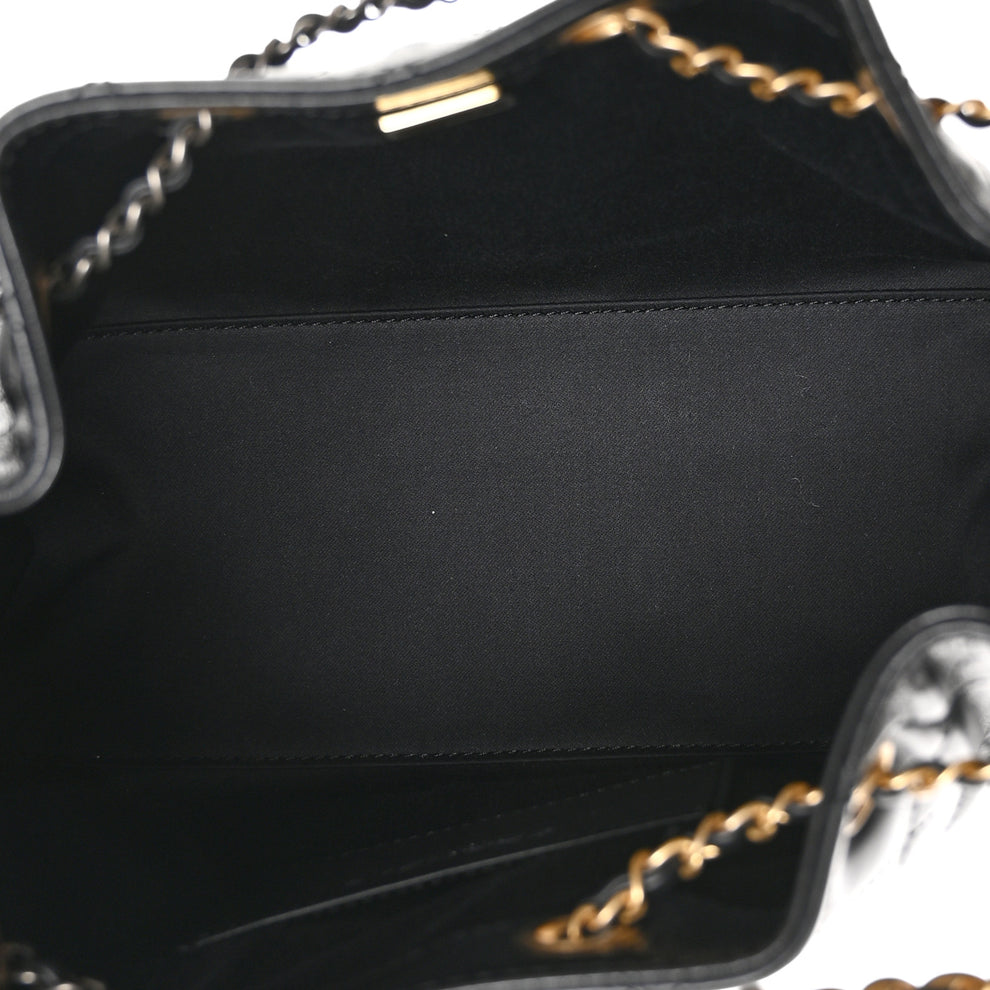 Chanel Shiny Crumpled Calfskin Quilted Small Chanel 25 Handbag Black ...