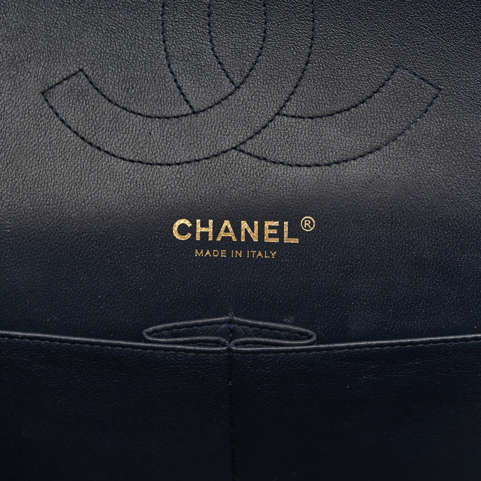 Chanel Lambskin Quilted Jumbo Double Flap Navy 1790871 – FASHIONPHILE