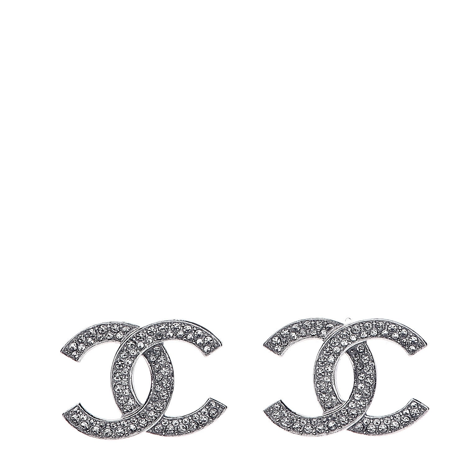 Chanel Crystal Palais Garnier CC Earrings Silver 528774 – FASHIONPHILE