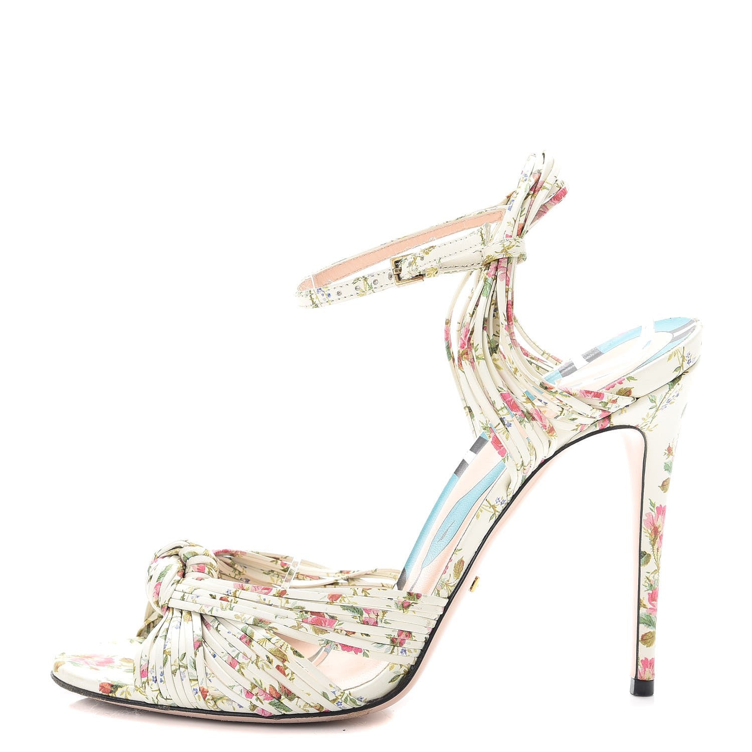 Gucci Calfskin Calico Print Allie Sandals 39 Ivory Multicolor 262331 ...