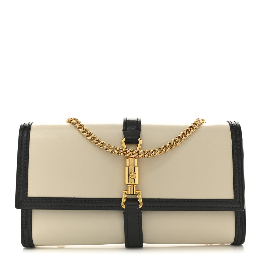 Gucci Calfskin Bi-Color Jackie 1961 Chain Wallet Mystic White Black ...
