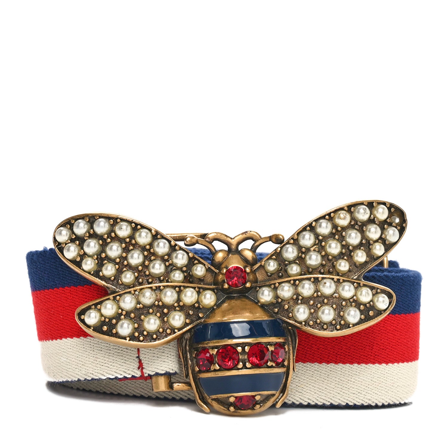 Gucci Web Queen Margaret Bee Sylvie Web Belt 85 34 Red White Blue ...