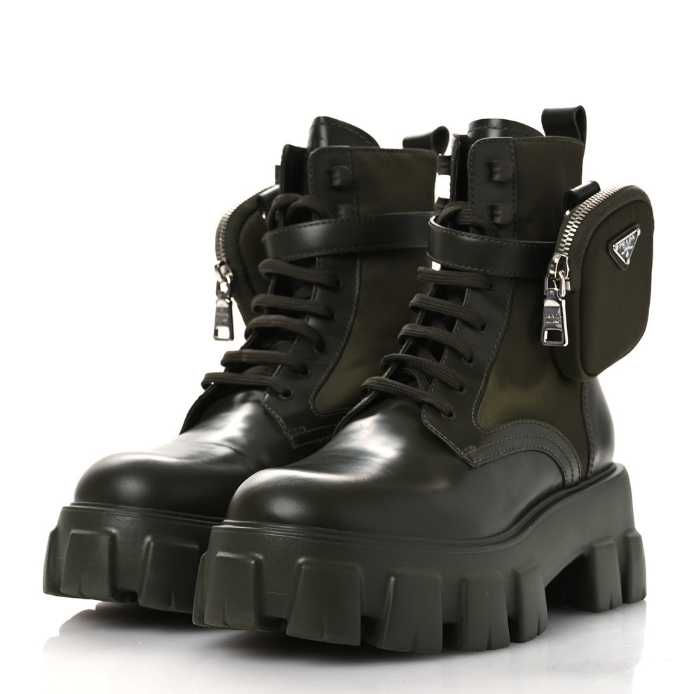 Prada Spazzolato Rois Re-Nylon Metal Triangle Logo Monolith Pouch ...