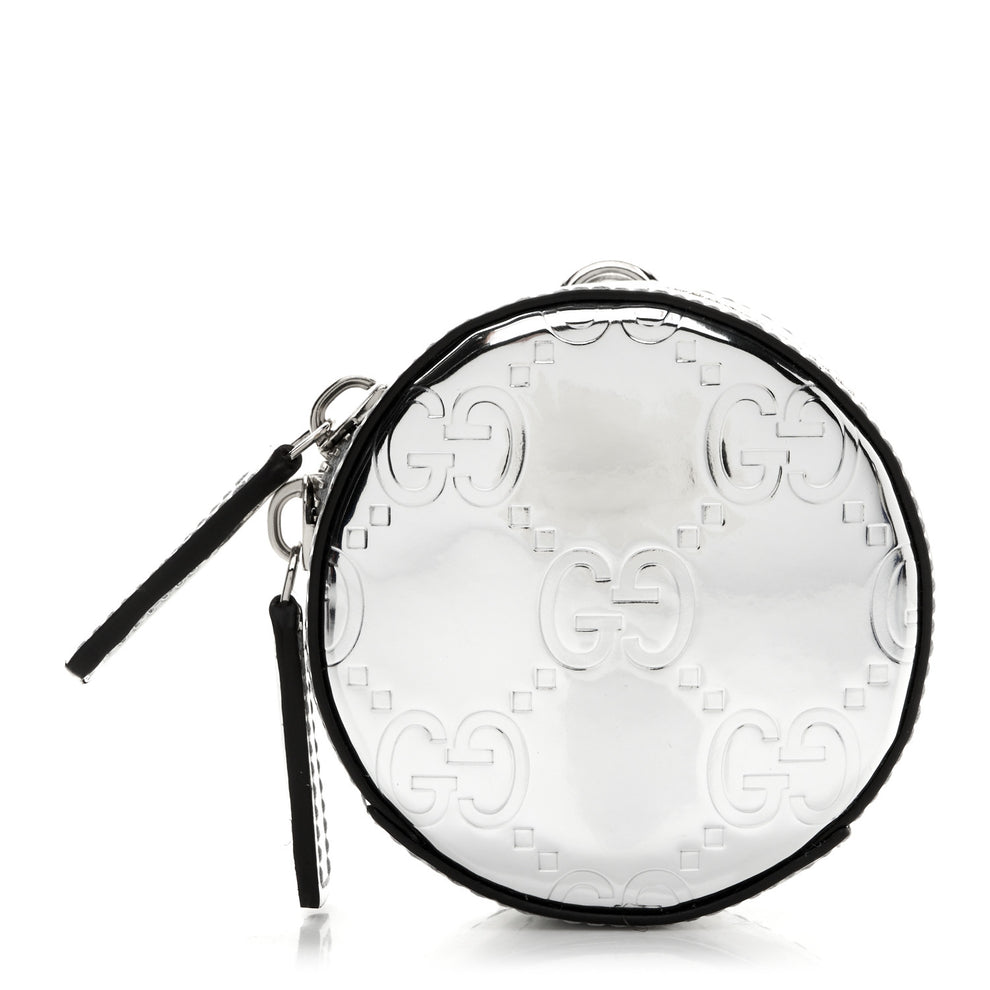 Gucci Guccissima Mirror Effect GG Round Coin Purse Silver 1768142 ...