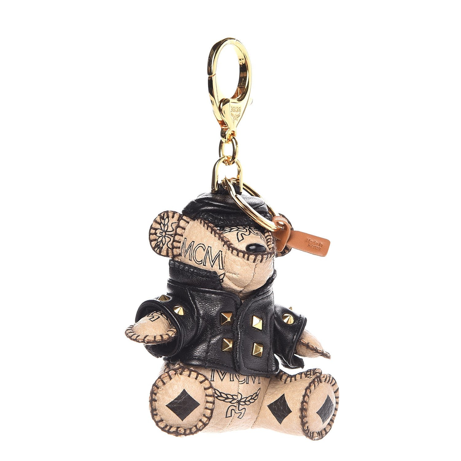 MCM Visetos City Bear Key Ring Bag Charm Beige 304809 – FASHIONPHILE