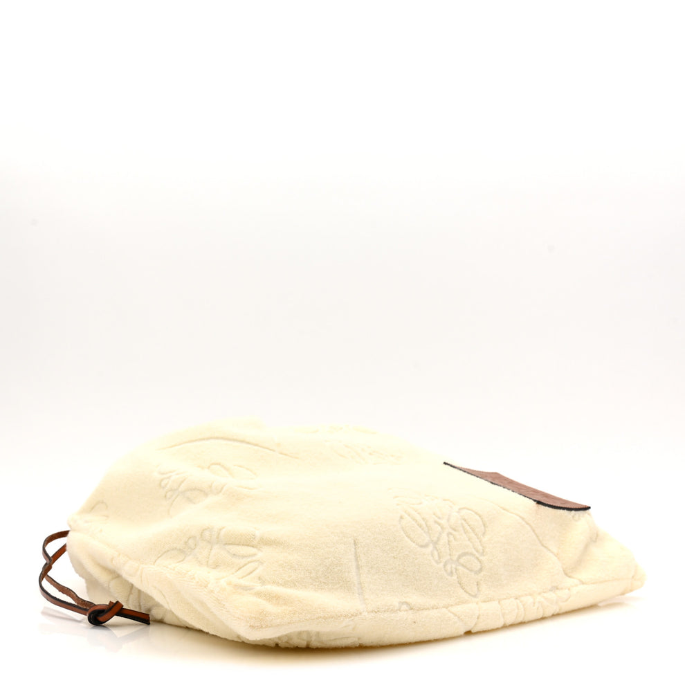 Loewe X PAULA'S IBIZA Terry Cloth Calfskin Drawstring Pouch Natural Tan ...