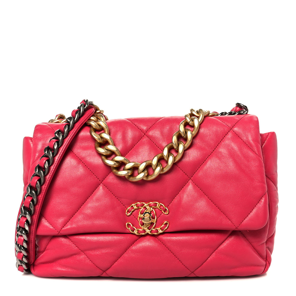 Chanel Goatskin Quilted Large Chanel 19 Flap Dark Pink 1794546 ...