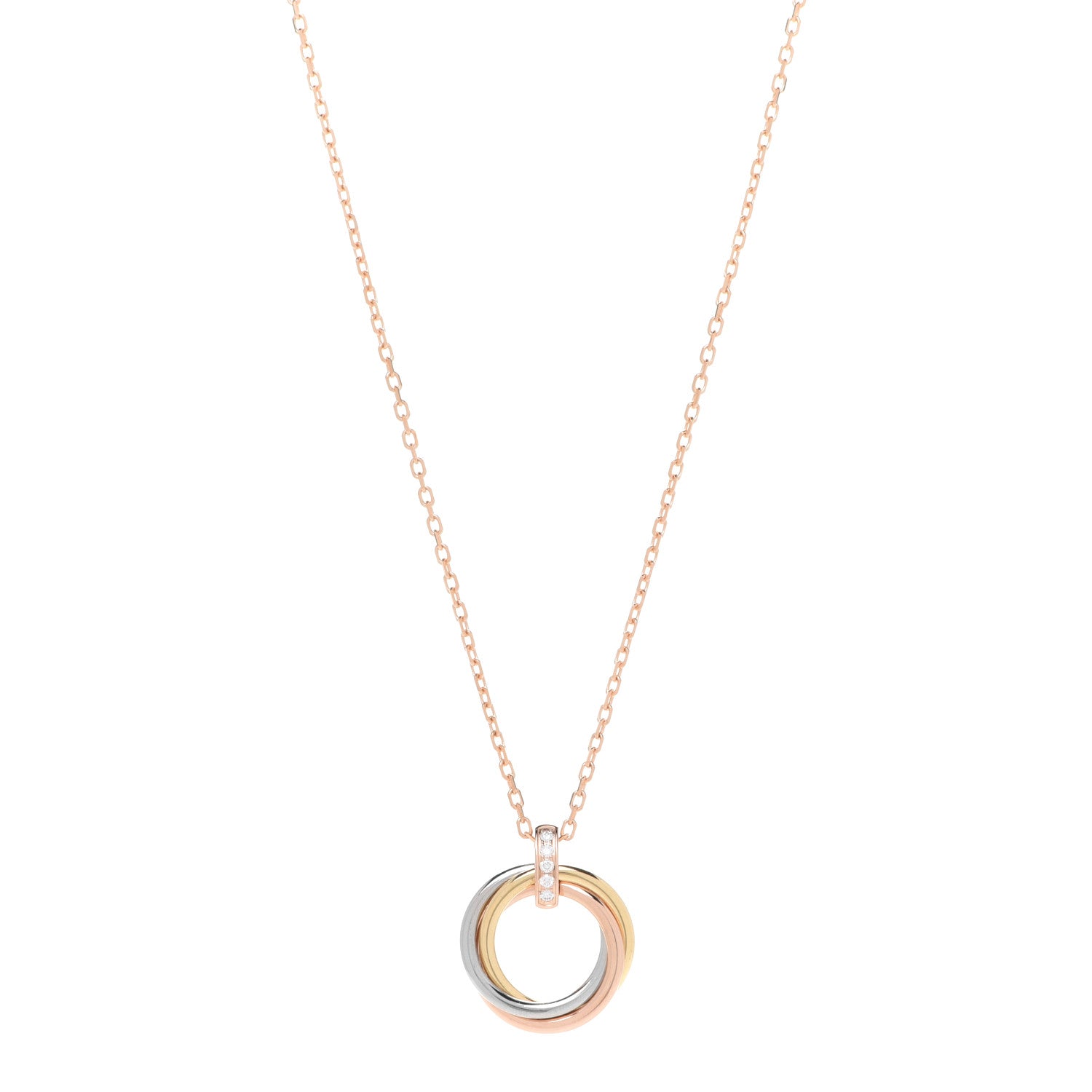 Cartier 18K Pink White Yellow Gold Diamond Trinity Pendant Necklace ...