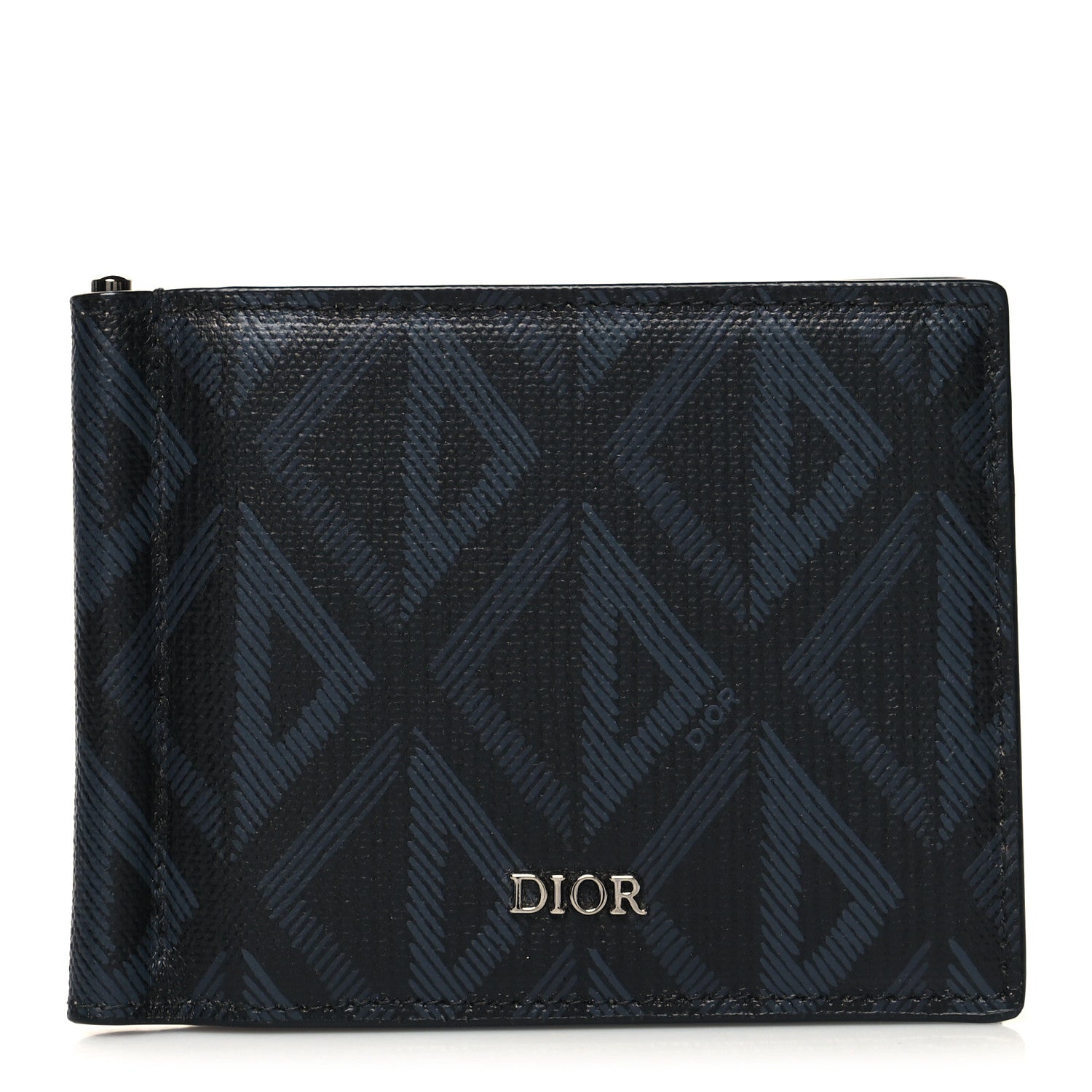 Christian Dior Coated Canvas Calfskin CD Diamond Wallet with Money Clip ...