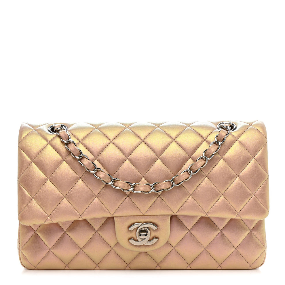 Chanel Iridescent Calfskin Quilted Medium Double Flap Pink 1793343 ...