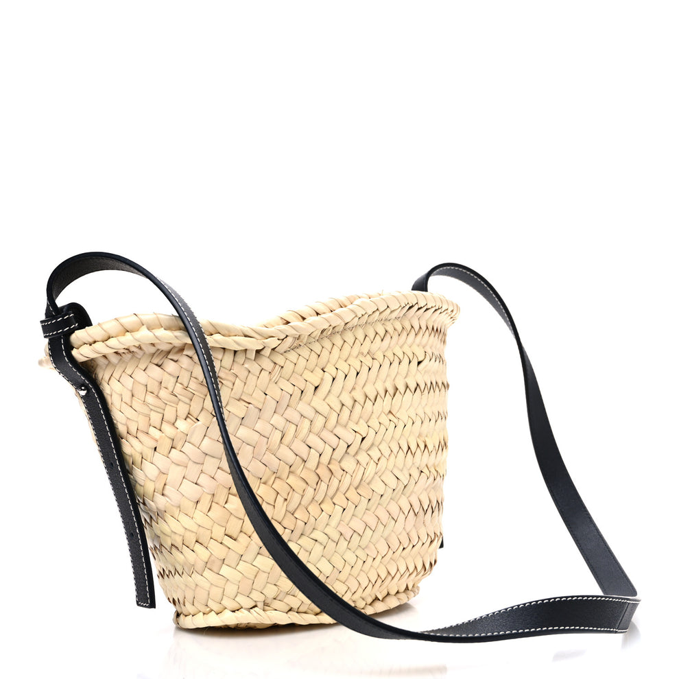 Loewe Raffia Drawstring Basket Tote Bag Natural Black 1775819 ...