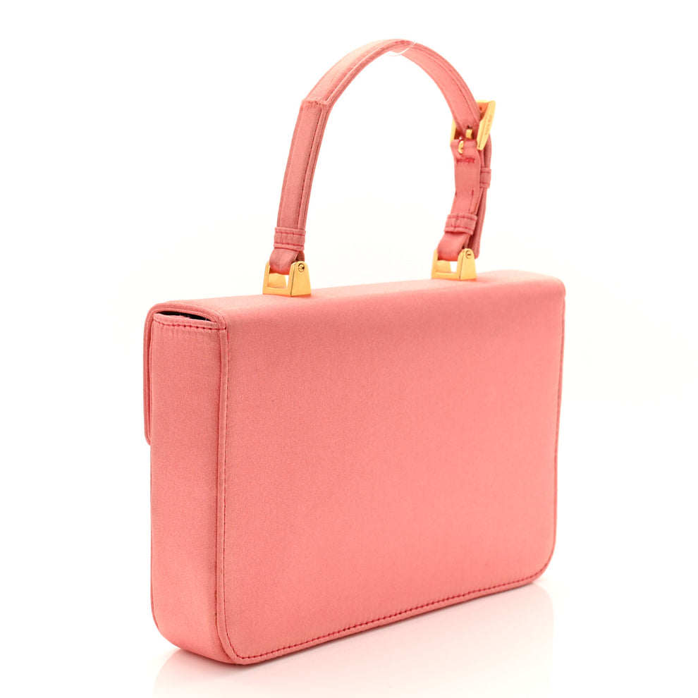 Prada Satin Raso Stones Embellished Top Handle Bag Corallo 1801903 ...