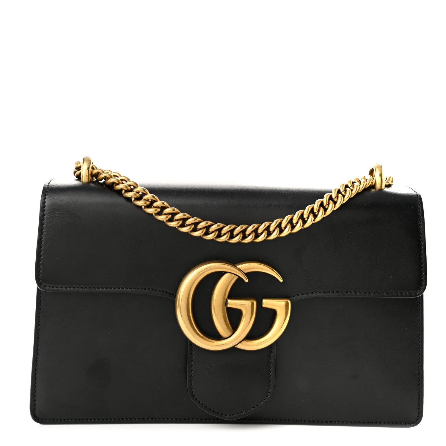 Gucci Knight Calfskin Medium GG Marmont Chain Handle Bag Black 1246812 ...