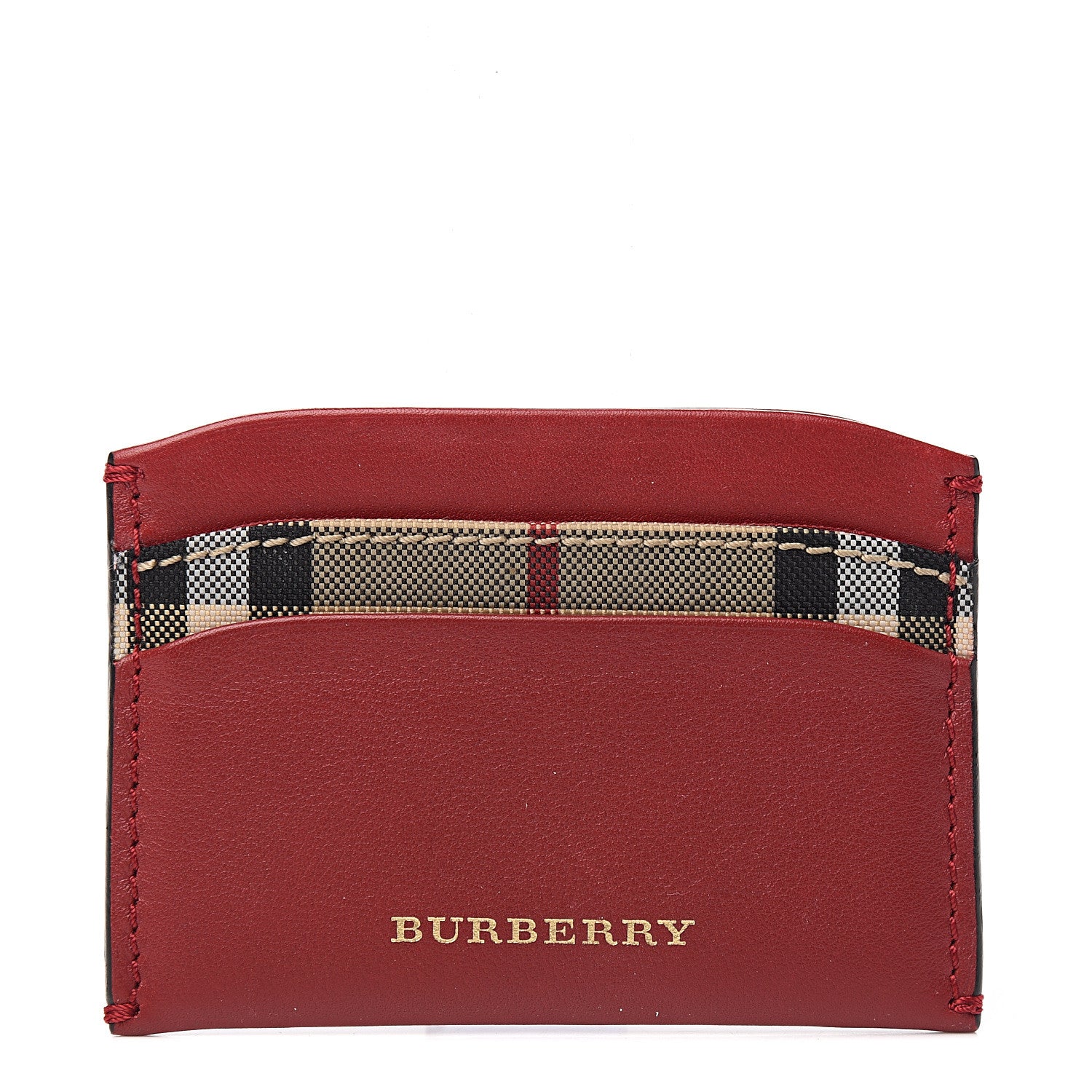 Burberry Calfskin Horseferry Check Izzy Card Case Red 570283 – FASHIONPHILE