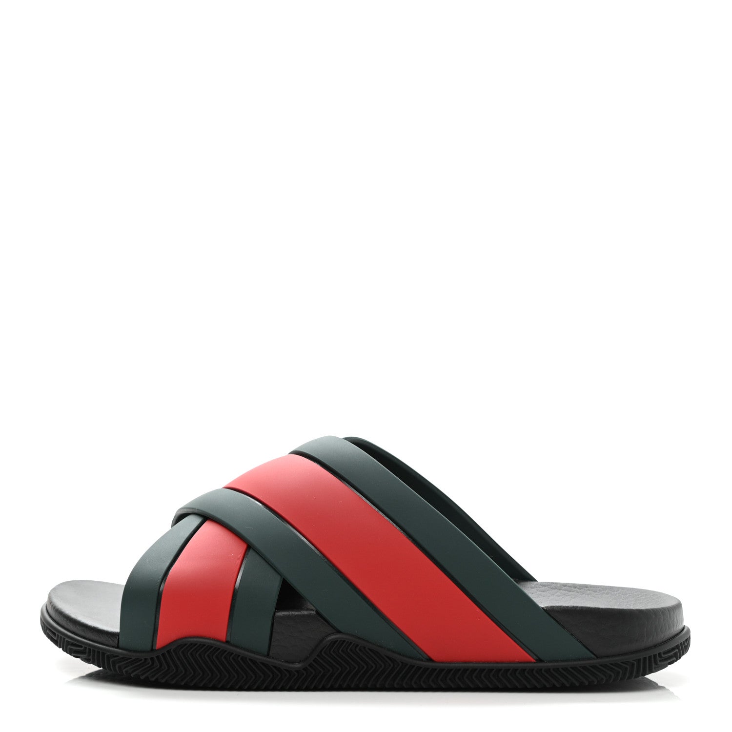 Gucci Rubber Web Mens Criss Cross Slide Sandals 8 Green Red 1058396 ...
