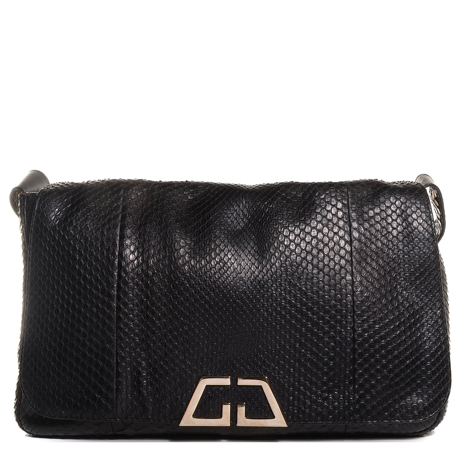 Gucci Snakeskin G Square Medium Shoulder Bag Black 88600 – FASHIONPHILE