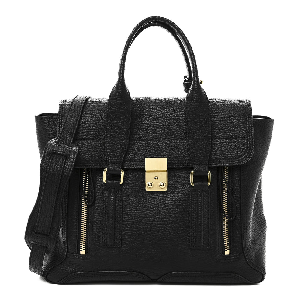 3.1 Phillip Lim Textured Calfskin Medium Pashli Satchel Black 1837060 ...