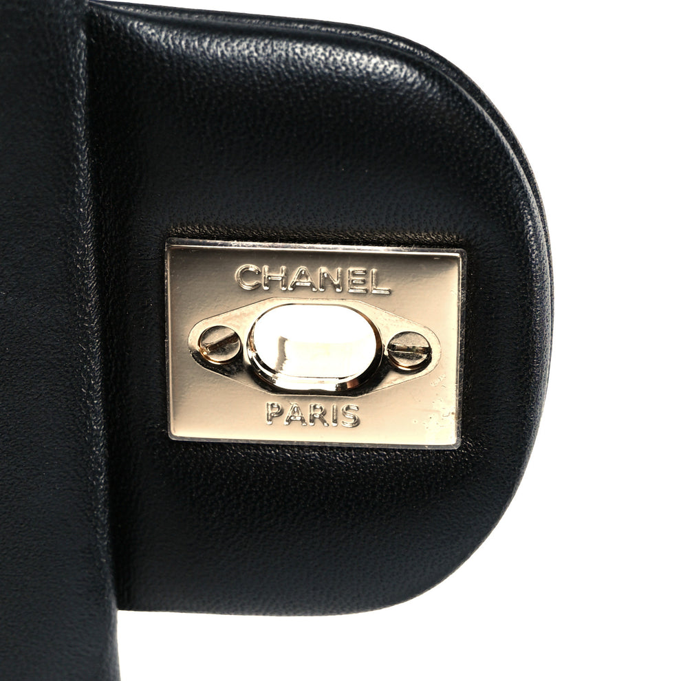 Chanel Lambskin Quilted Mini Top Handle Rectangular Flap Black 1793055 ...