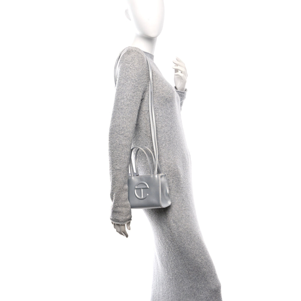 Telfar Metallic Vegan Leather Small Shopping Bag Silver 1737957 ...