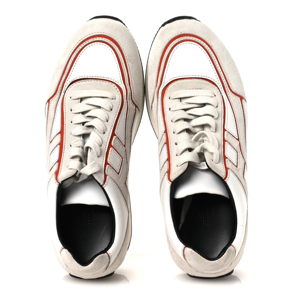 Hermes Calfskin Suede Goatskin Womens Chris Sneakers 36 White ...