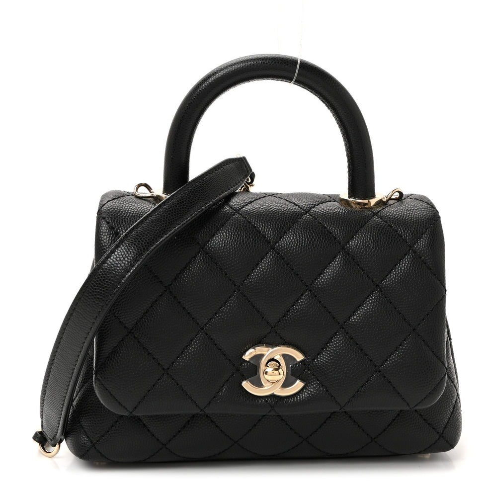 Chanel Caviar Quilted Extra Mini Coco Handle Flap Black 1810383 ...