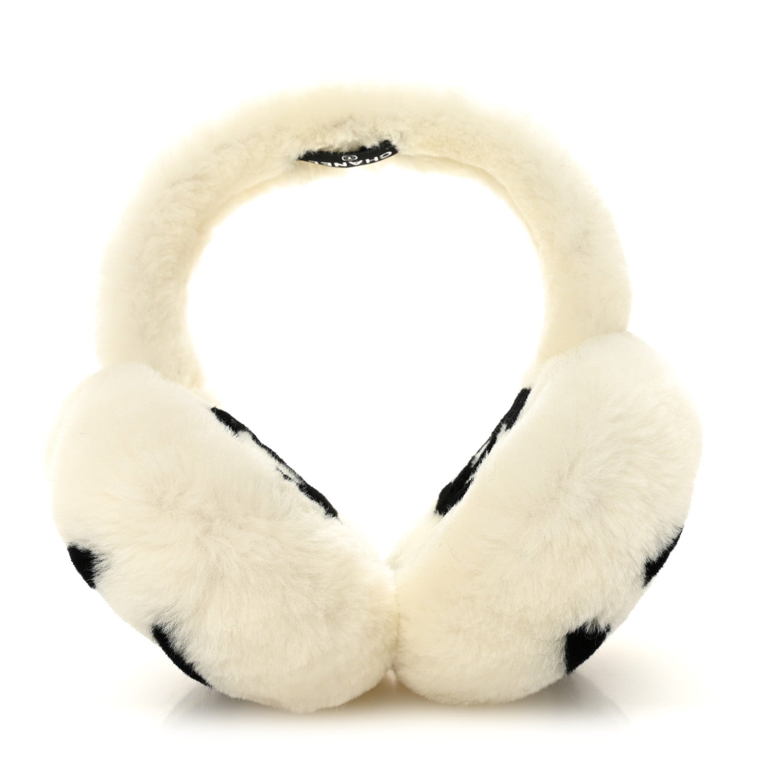 Chanel Shearling CC Bi-Color Ear Muffs White Black 1845550 – FASHIONPHILE