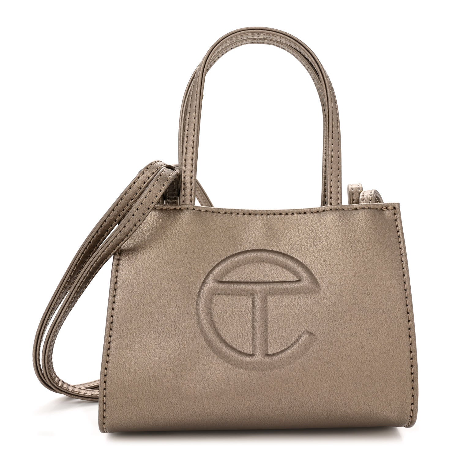 Telfar Metallic Vegan Leather Small Shopping Bag Bronze 1515409 ...