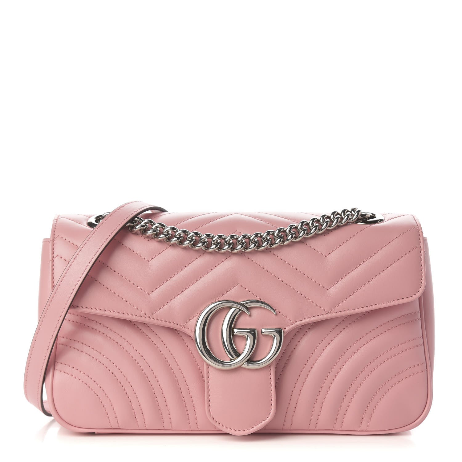 Gucci Calfskin Matelasse Small GG Marmont Shoulder Bag Wild Rose 673460 ...