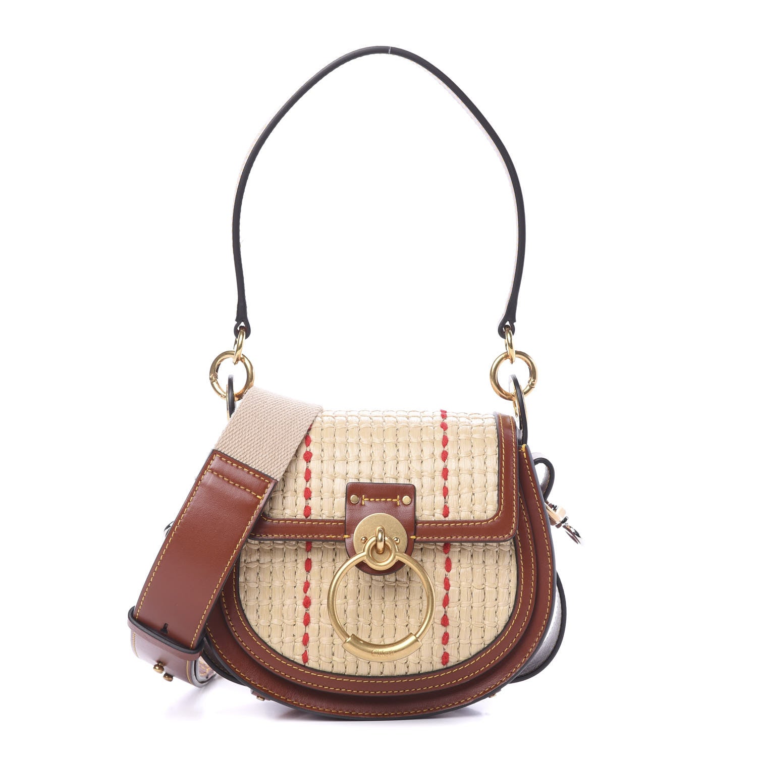 Chloe Calfskin Raffia Embroidered Small Tess Bag Sepia Brown 586195 ...